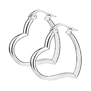 LeCalla 925 Sterling Silver Heart Hoop Earrings Jewelry Lightweight Italian Love Theme Heart Shape Hoops Earring for Women - 30mm