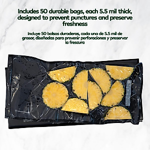 Stash Proof Resealable Zipper Vacuum Seal Bags 11" x 24" (50 Count) 5.5 Mil (Black and Clear) - BPA Free Commerical Grade Food Saver for Storage, Sous Vide, and Meal Prep Sealer Bag