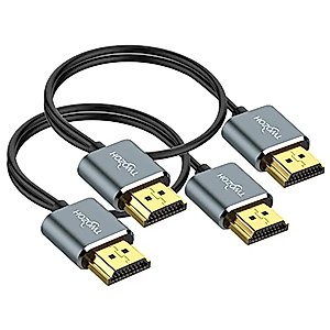 Twozoh Flexible & Slim HDMI Cable 1FT 2 Pack, Ultra Thin HDMI Cord Supports High Speed 4K@60Hz 18gbps 2160P/1080P