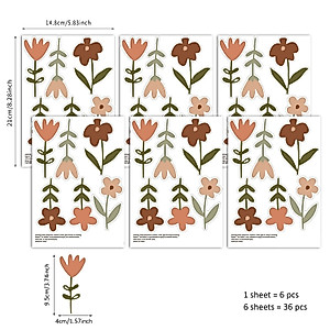 QUCHENG Boho Wall Stickers Girls Bedroom Removable Wall Decals Nursery Kids Room Decor Vinyl Murals DIY Cute Decorations 6 Sheets