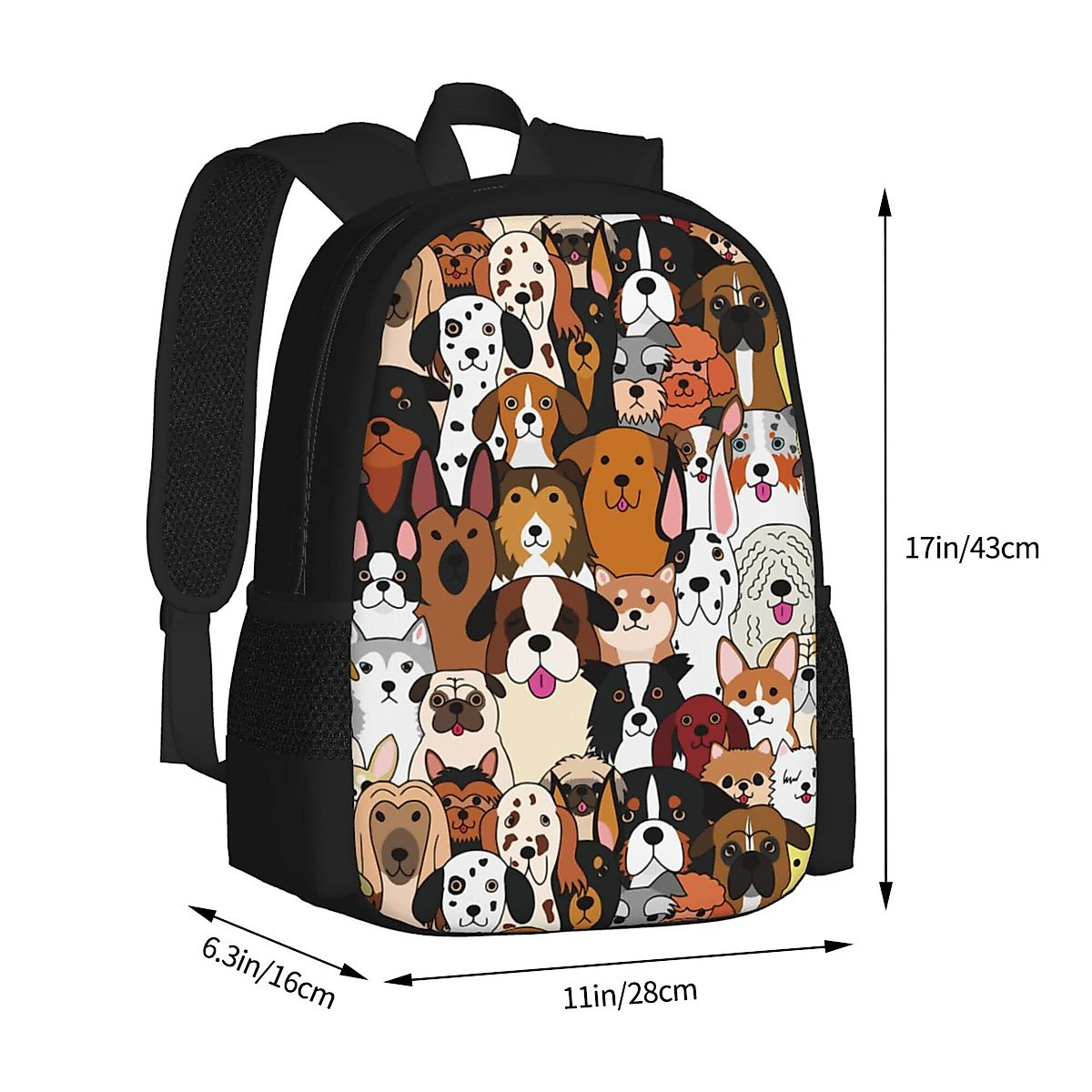 Large Capacity Bookbag Backpack 17 Inch,African Woman Tribal Striped Personalized Funny Travel Laptop Backpacks Daypack with Side Pockets,Cartoon Book Bag Rucksack for Outdoor