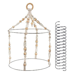 ZUKPUMNE Herb Hanging Drying Rack, Herb Drying 15 Hooks with Rack, Kitchen Decor Flower Drying Hanging Rack, Boho Macrame Handcrafted Drying Rack for Herbs and Plants