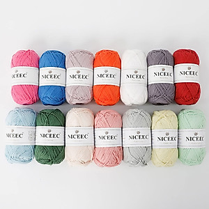 NICEEC 4 Skeins Soft Baby Cotton Yarn, 4 Ply, DIY Craft, Fingering Weight, Blanket Yarn for Crochet & Knitting, Total 700yds/7.05oz - Color 8