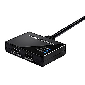 Monoprice Blackbird 4K 1x2 HDMI 2.0 Splitter | Pigtail, HDCP 2.2, 4K@60Hz, Gold Plated Connectors, HDMI Bus Powered (Compatible with PS4/5 Xbox Apple TV Fire Stick Roku Blu-Ray Player)