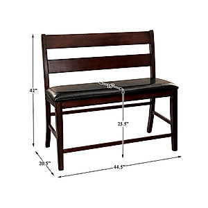 Lexicon Mantello Wood Counter Height Dining Bench with Back in Cherry