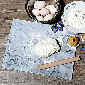 Premium Non-Stick Marble Pastry Cutting Board Slab 15 3/4" X 11 3/4” with No-Slip Rubber Feet.