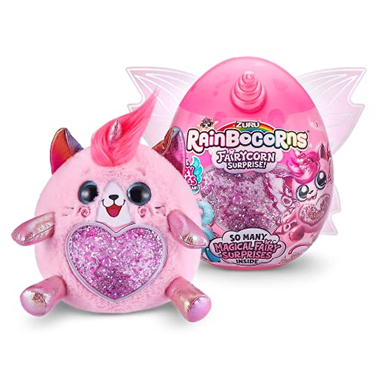 Rainbocorns Fairycorn Kitty Surprise by ZURU - 11" Plush Stuffed Animal, Fairy Wings, Unicorn Slime, Sequin Heart, Ages 3+ for Girls