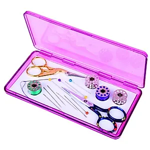 ArtBin 6905AB Sew-Lutions Slim Line Magnetic Box, [1] Small Art & Craft Organizer, Polypropylene Plastic with Magnetic Bottom, Translucent Raspberry