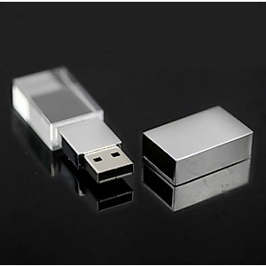 Custom 16GB USB Flash Pen Drive Personalized with Your Logo, Customize Music DJ Gift Logo USB 2.0 Crystal USB Memory Stick Thumb,Engrave Name/Photography/Wedding/Car Logo Gift (16GB Silver)