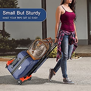 SPACEKEEPER Foldable Hand Truck Dolly, 265 LB Folding Luggage Cart with Wheels, Portable Flatbed Cart Collapsible Hand Truck for Luggage, Travel, Moving, Shopping, Office Use, Orange