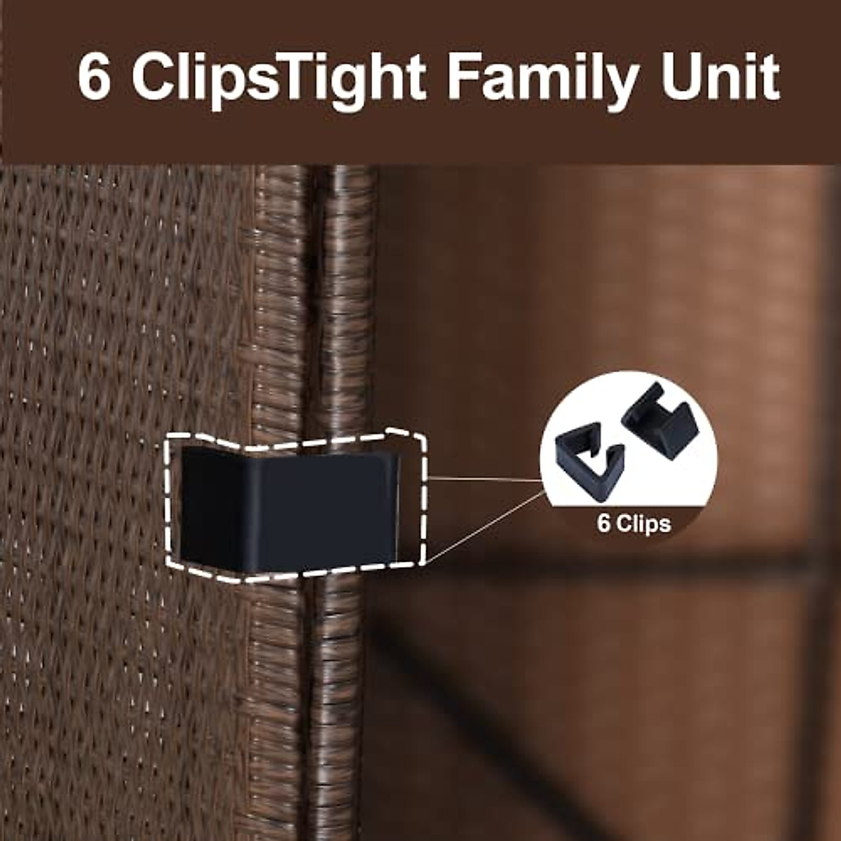 SUNVIVI OUTDOOR 7 Piece Patio Conversation Set Outdoor Furniture Set Brown Wicker Furniture Outdoor Sectional Rattan Sofa Couch for Backyard, Garden with 6 Clips, Coffee Table