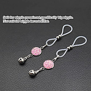 Mimimelon Non Pierced Nipple Jewelry Chains Faux Nipple Piercing Rings Bells Stainless Steel Nipple Noose