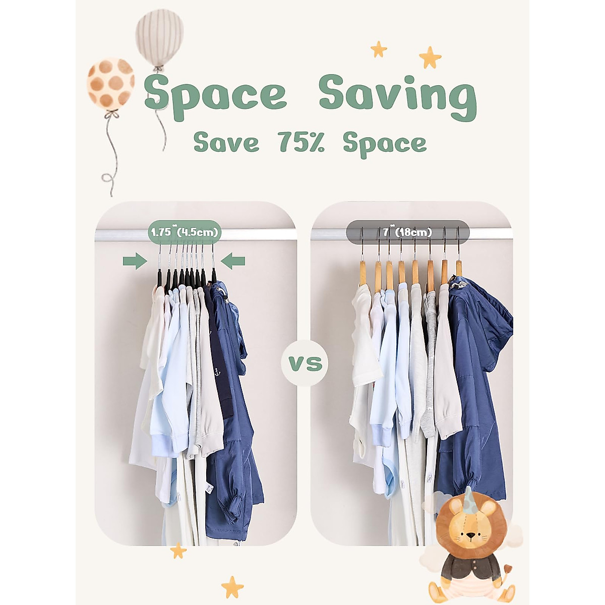 HOUSE DAY Velvet Baby Hangers 50 Pack, Premium Children's Hangers for Baby, Infant & Toddler Clothes, Durable Non Slip Baby Felt Hangers Black, 11 Inch Baby Hangers for Closet, Ideal for Everyday Use