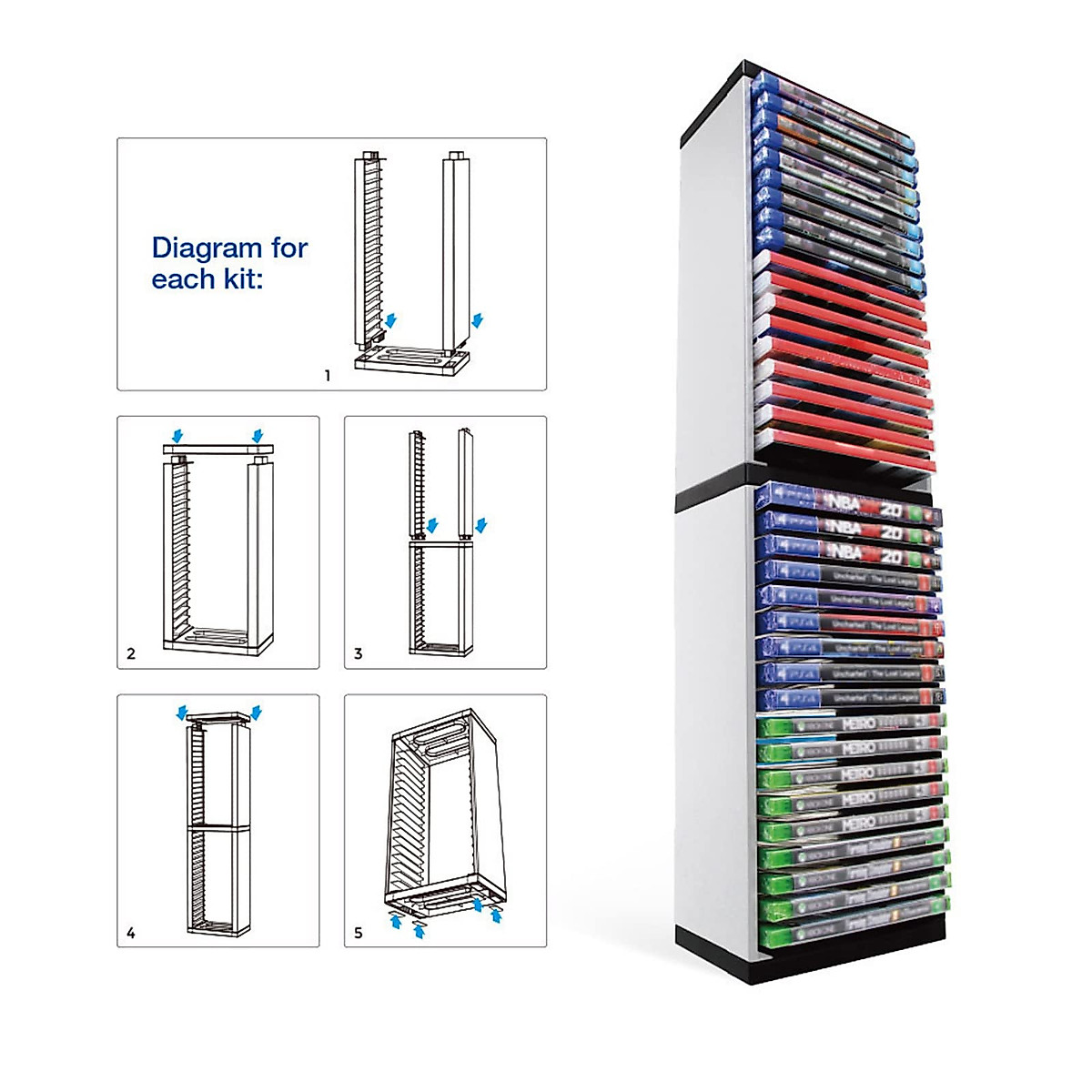 ECHZOVE Game Card Box Storage Stand for PS5 Xbox Games, Storage Tower for Xbox Game Card Box Holder Vertical Stand - for Video Games 36 PCS