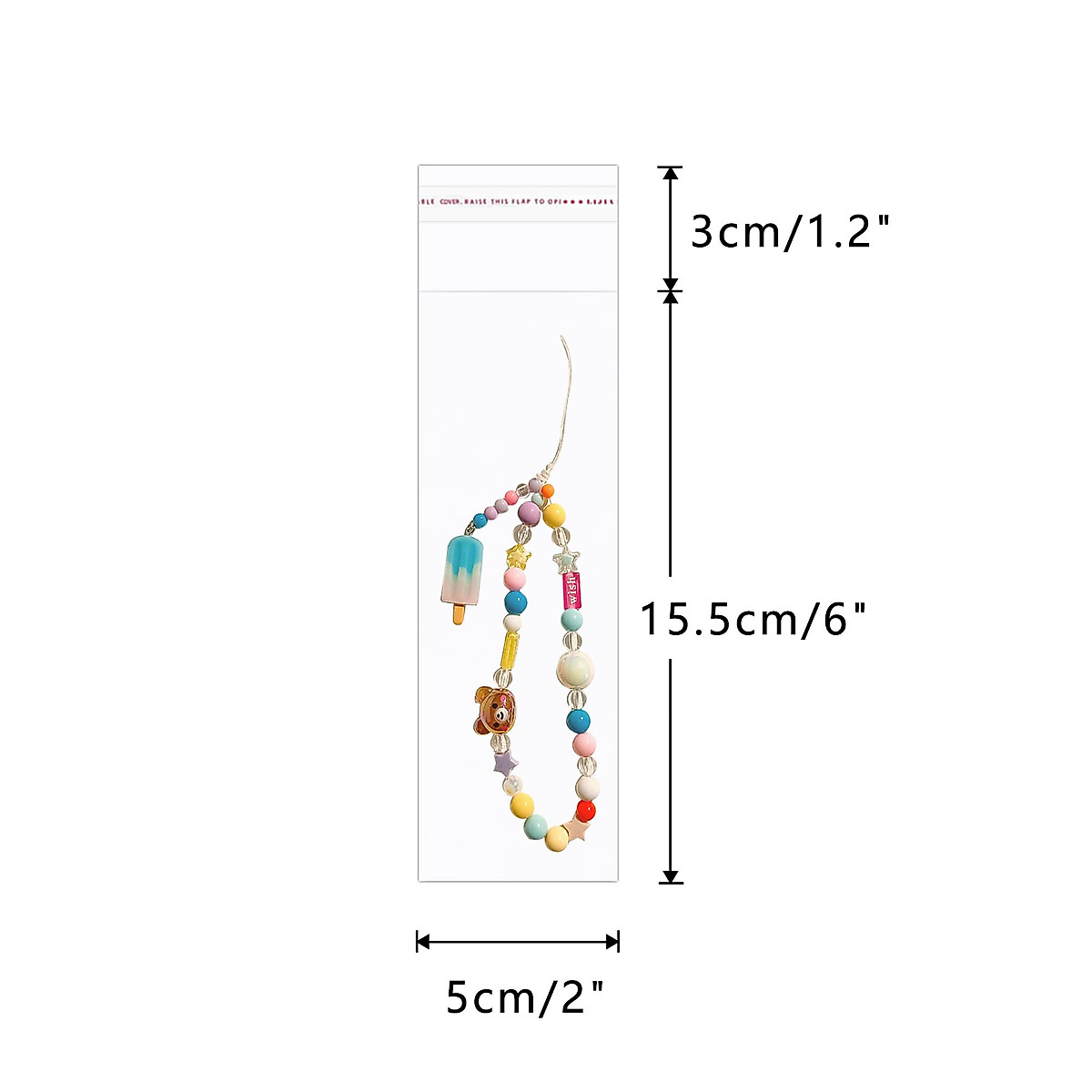 Long Cellophane Bags 100pcs 2x6" Clear Resealable Cello Bags Plastic Adhesive Self Sealing Bags for Candy Pen Keychain Bookmark Crafts Bracelet Oil Pastel Disposable Tableware Watch Hairpin