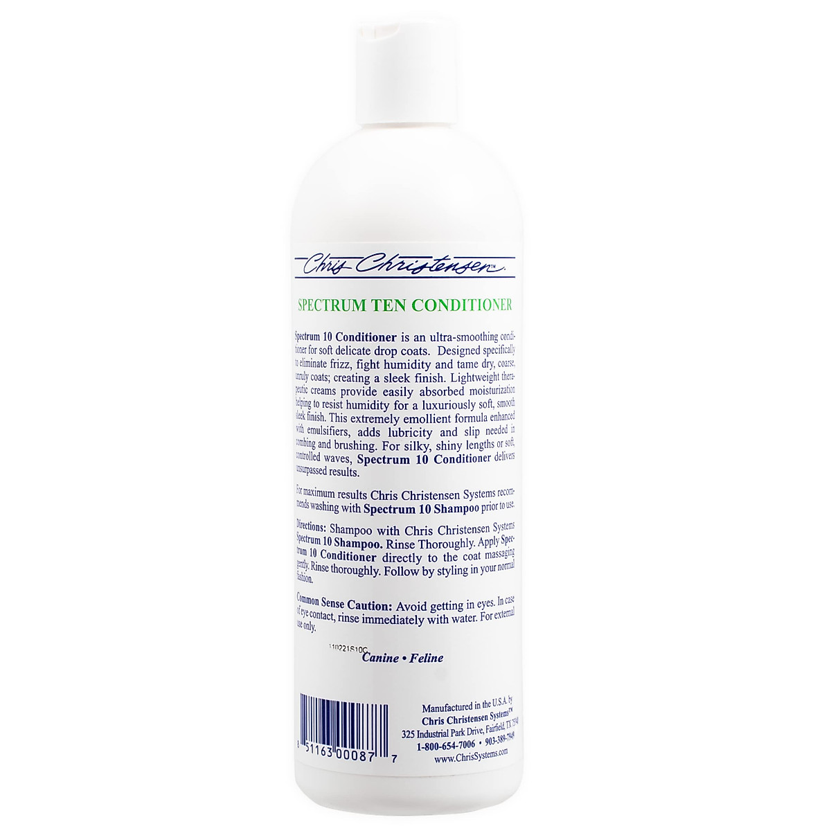 Chris Christensen Spectrum Ten Dog Conditioner, Groom Like a Professional, Gentle Cleansing, Leaves Coat Soft & Silky, Gorgeous Shine, Made in the USA, 473ml