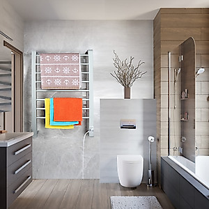 BVANQ Towel Warmer with Timer,Towel Racks for Bathroom,8 Bar Heated Towel Rack for Clothes Drying,Portable Free Standing Heater,Auto Cut Off Home Electric Heat Dryer,Wall Mount Thermostat Shelf