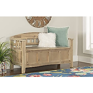 Linon Natural Washed Storage Frankie Bench, Seat Height of 18"