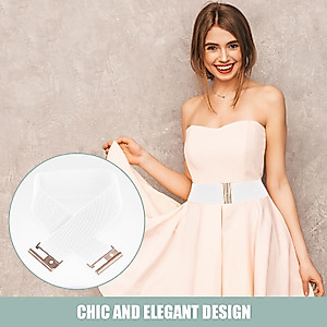 Andibro Wide Elastic Belt for Women, Stretch Waist Belt Ladies Dress Buckle Belt Vintage Cinch Belt Adjustable Waistband (White)