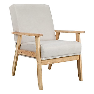 Homajor Accent Chairs, Mid Century Modern Armchairs for Living Room/Bedroom, Beige