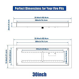 GRISUN Drop-in Fire Pit Kit 30 x 10 Inch, H-Shape Burner with Pan, Come with Upgraded Spark Ignition Kit for Gas Fire Pit, Fire Pit Table Insert Stainless Steel, Suitable for Indoor Outdoor Decoration