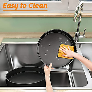 Lazy Susan Turntable Organizer, Landmore 2 Pack 10.2 Inch Stainless Steel Non Skid Turntable Spice Rack Spinning Organizer for Cabinet, Pantry, Countertop Black