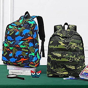 willikiva Cute Dinosaur Kids School Backpack for Girls Boys Waterproof Kindergarten Preschool Bookbags(Camo Dinosaur)