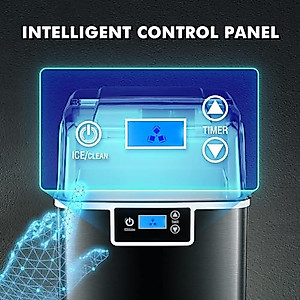 Nugget Ice Maker Countertop Ice Machine with Soft & Chewable Pellet Ice Portable Self-Cleaning Compact Ice Machine, 44LBS/24H Whit Ice Scoop and Ice Basket Decor for Your Kitchen/Office/Bar/Party