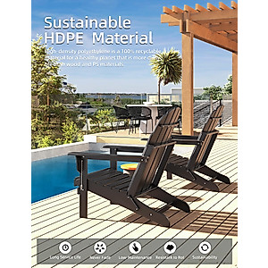 Folding Adirondack Chair - Durable HDPE Poly Lumber All-Weather Resistant, Foldable Oversized Balcony Porch Patio Outdoor Chair for Lawn, Backyard, Deck, Garden, Camping - Easy Installation, Black