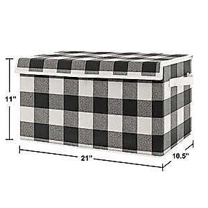 Sweet Jojo Designs Black and White Buffalo Plaid Check Boy or Girl Small Fabric Toy Bin Storage Box Chest For Baby Nursery or Kids Room - Woodland Farmhouse Flannel Country Lumberjack