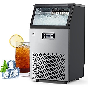 Zstar Commercial Ice Maker Machine, 160LBS/24H Under Counter Ice Maker with 33LBS Ice Storage & Ice Scoop, Self-Cleaning, Stainless Steel Freestanding Ice Machine for Commercial Restaurant, Home, Bars
