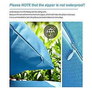 Lewondr Waterproof Outdoor Throw Pillow Cover, 2 Pack Solid PU Coating Throw Pillow Case UV Protection Garden Cushion Cover for Patio Sofa Couch Balcony 18"x18"(45x45cm) - Light Blue