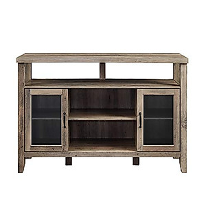 Walker Edison Tall Wood Universal TV Stand with Open Storage For TV's up to 58" Flat Screen Living Room Storage Entertainment Center, 52 Inch, Grey