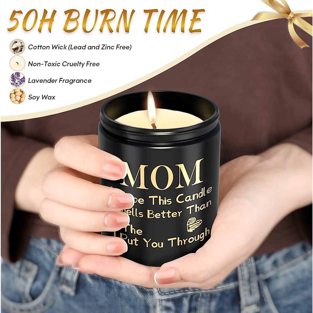 Gifts for Mom from Daughter Son, Handmade Candle Gifts for Mom, Unique Mother's Day Present, Funny Birthday Gifts for Mom, Mom Gifts,Mothers Day Gifts,Lavender Scented Candles(7oz)