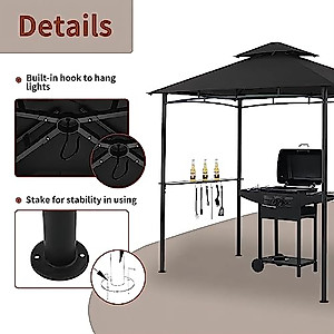 Grezone Outdoor Grill Gazebo Tent Barbeque Grill Canopy for Outdoor Patio Backyard Grill Shelter Hardtop BBQ Black / L93 x W62 x H98 Inch
