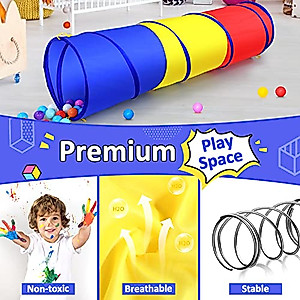 PigPigPen Pop Up Play Tunnel Tent for Toddlers Babies or Dogs, Indoor & Outdoor Toys for Kids Backyard Playset. (Red,Yellow,Blue)