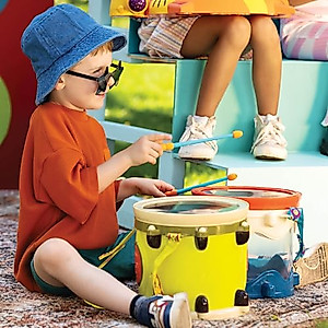 B. toys – Musical Instruments For Kids – Portable Drum Set – Percussion Toys For Toddlers – Jingle Bell, Tambourine, Maraca & More – 18 Months + – Parum Pum Pum