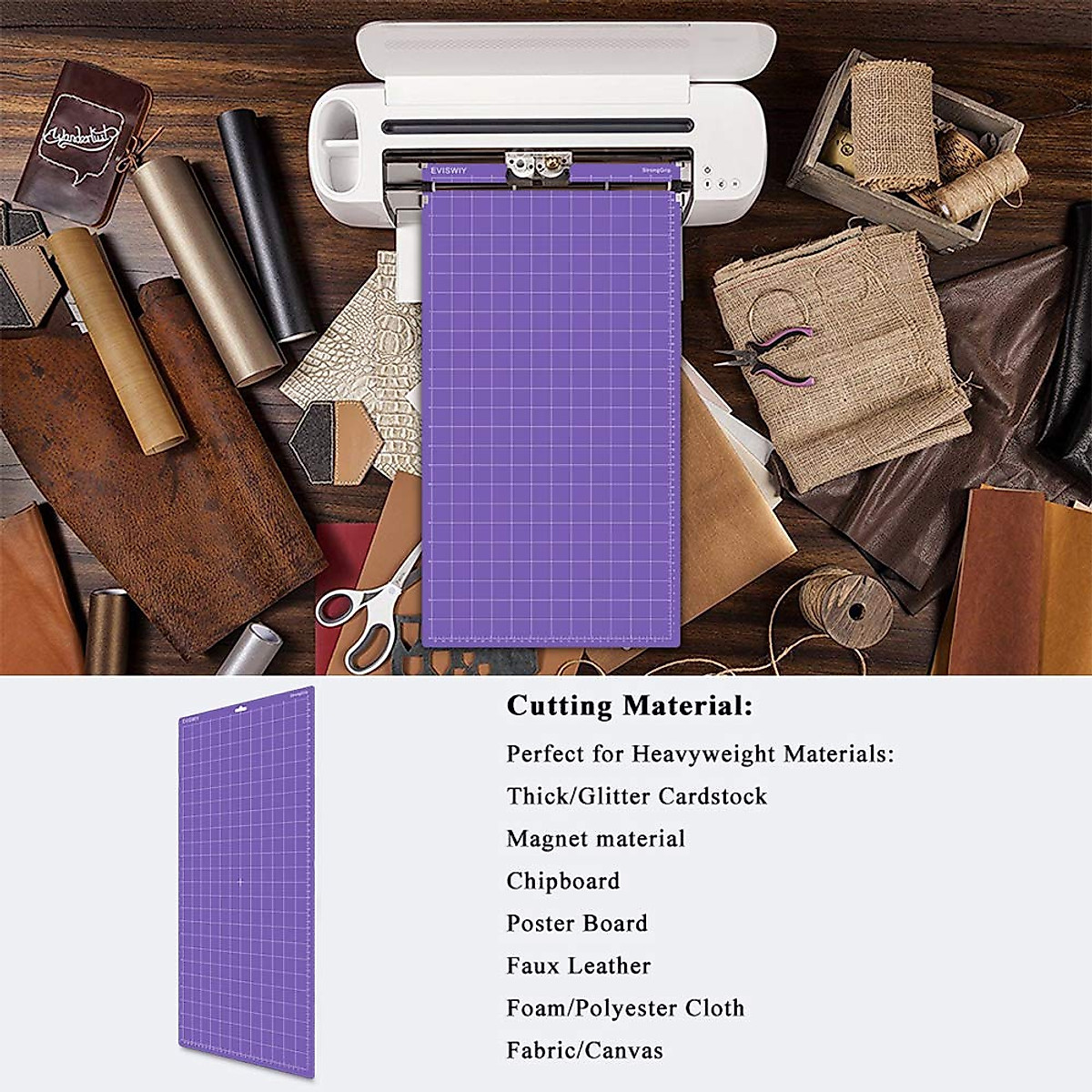 EVISWIY 4PCS 12x24 Mats for Cricut Maker 3/Maker Explore Air 2/Air/One with 5 PCS Blades StandardGrip/LightGrip/StrongGrip/FrabricGrip Multiple Green Blue Purple Pink Cricket Cutting Mats for Cricut