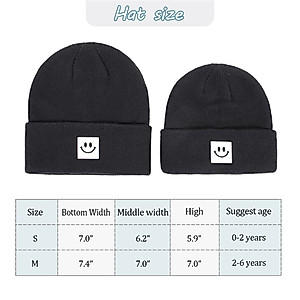 upeilxd Baby Winter Hat Soft Warm Knitted Beanie Hat with Cute Smile Face Beanie Cap for Boys Girls Black/Beige