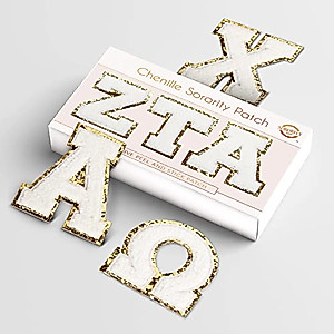 Sorority Shop Chi Omega Chenille Letter Stickers - Adhesive Back, Set of 2 Greek Letters