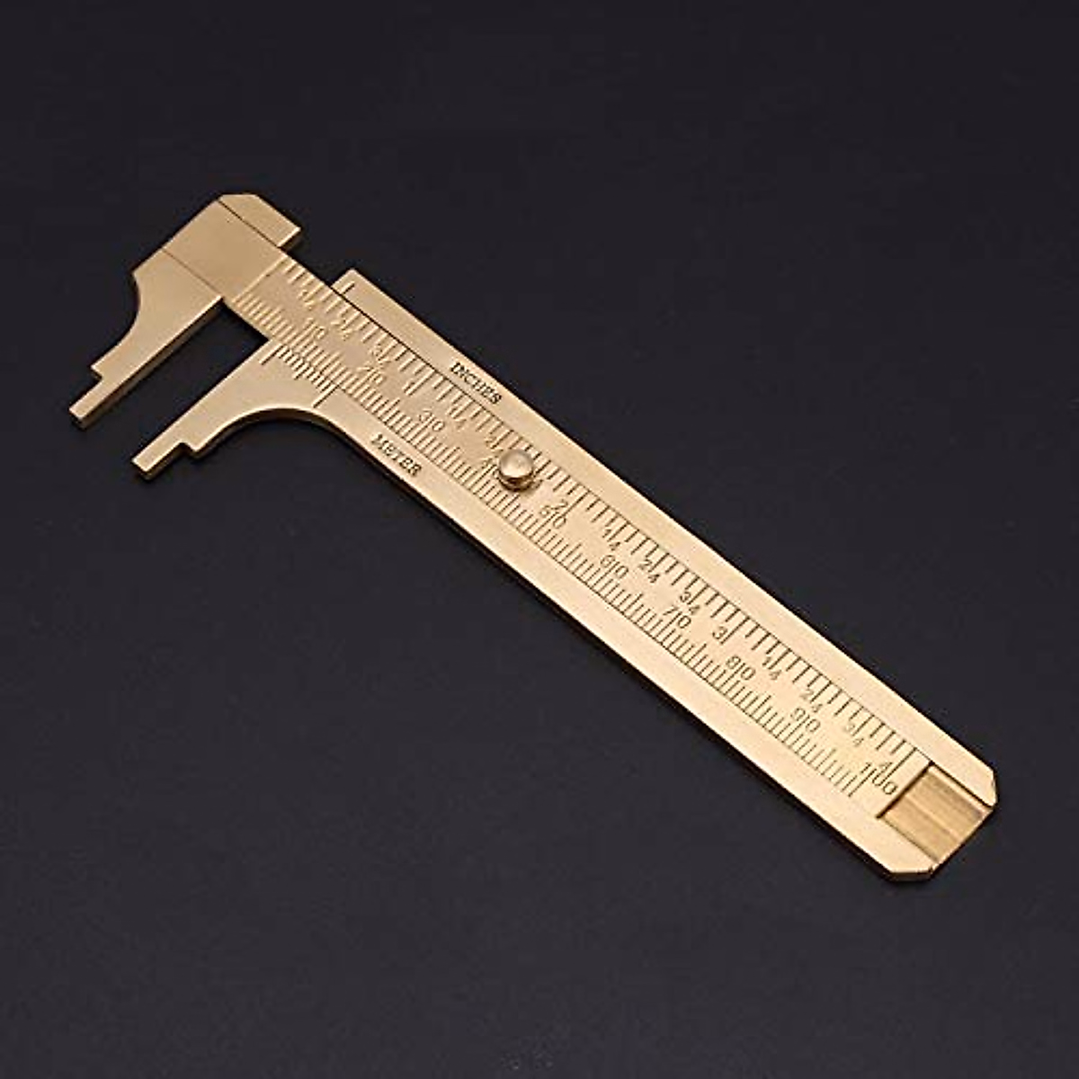 Double Scale Vernier Calipers Brass Sliding Gauge Sliding Pocket Caliper Handy Measuring Tool mm/inch for Measuring Jewelry(100mm)