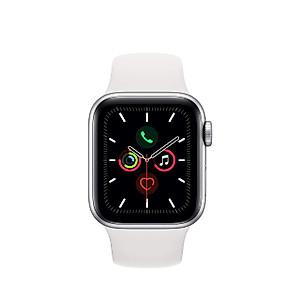 Apple Watch Series 5 (GPS + Cellular, 40MM) - Silver Aluminum Case with White Sport Band (Renewed)