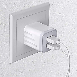 CNANKCU iPhone Charger Double USB MFi Certified Cable (6/6FT) with 2 Port Wall Charger Adapters (4-Pack) Fast Charging Block Power Plug Compatible with iPhone 11/Pro/Xs Max/X/8 and More-White