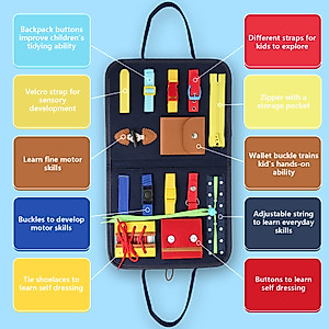 Busy Board Montessori Toys for Toddlers,Sensory Toys Gifts for 3 4 5 6 7 8 Year Old Boys & Girls Preschool Toddler Activities Board Learning Educational Travel Toys for Road Trip Car Airplane Games