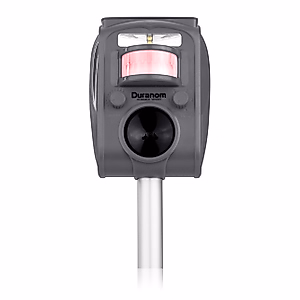 2024 DURANOM Ultrasonic Deer Repellent Outdoor - Upgraded Solar Powered and Motion Activated Strobe Flashing Light - Long Range Animal Repeller for Garden - Animal Deterrent System Blasts Animals Away