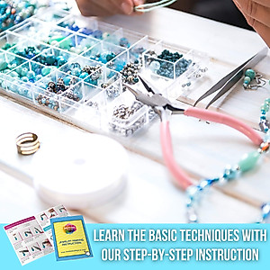 MODDA Jewelry Making Supplies - Jewelry Making Kits for Adults, Teens, Girls, Beginners, Women - Includes Instructions, Tools, Beads, Charms for Necklace, Earring, Bracelet Making Kit - Turquoise Set