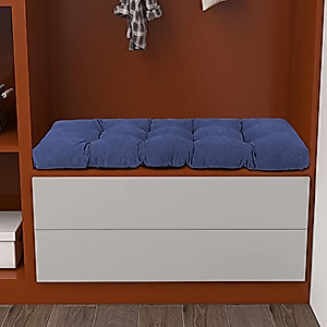 ROFIELTY Bench Cushion 45x18 inch, Patio Furniture Cushions, Indoor/Outdoor Anti-Slip Tufted Swing Seat Cushion, Bench Cushion for Multi-Scene use. (45x18x4 inch, Dark Blue)