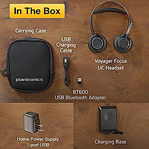 GTW Bundle Plantronics Voyager Focus UC Bluetooth Headphones - MS 202652-02-B, Compatible with Teams, Zooms, Meet, Streaming Music, Smartphones, PC, MAC, Tablet, Dongle with Charger