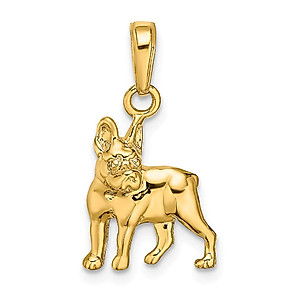 Solid 14k Yellow Gold Boston Terrier Dog Pendant Charm - 20mm x 13mm
