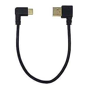CERRXIAN 9 inch Gold Plated USB Left & Right Angle 3.0 Type C Male to Left Angle USB Type A 2.0 Male Fast Charge and Data Sync Cable L